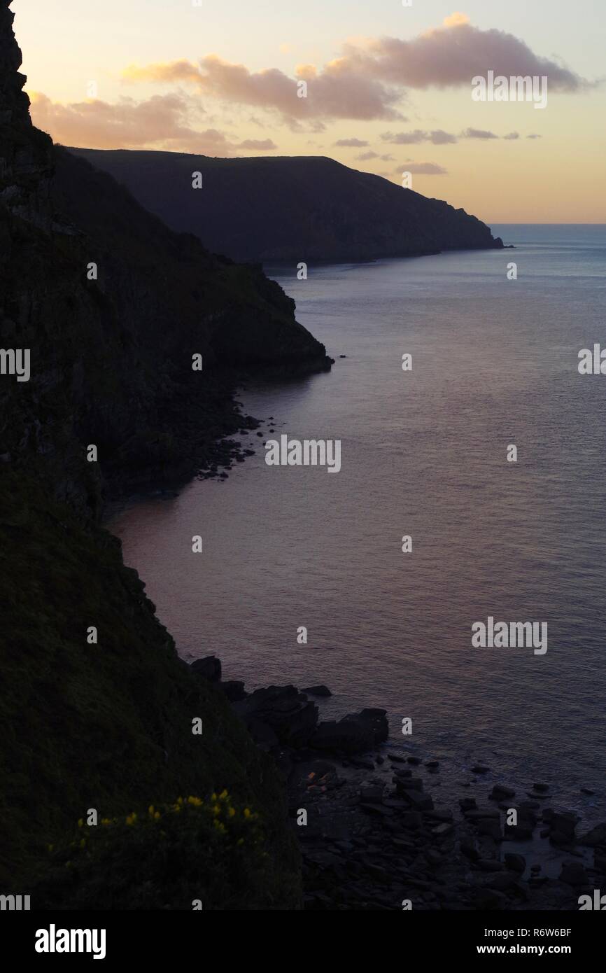 Rugged Jack Silhouetted at Sunset by the Bristol Channel. Valley of the ...