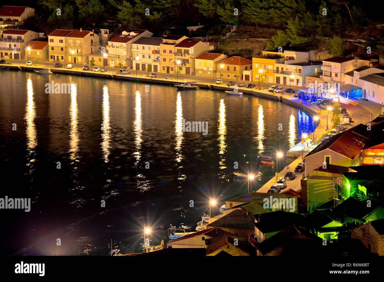 Novigrad Dalmatinski waterfront at evening aerial view Stock Photo - Alamy