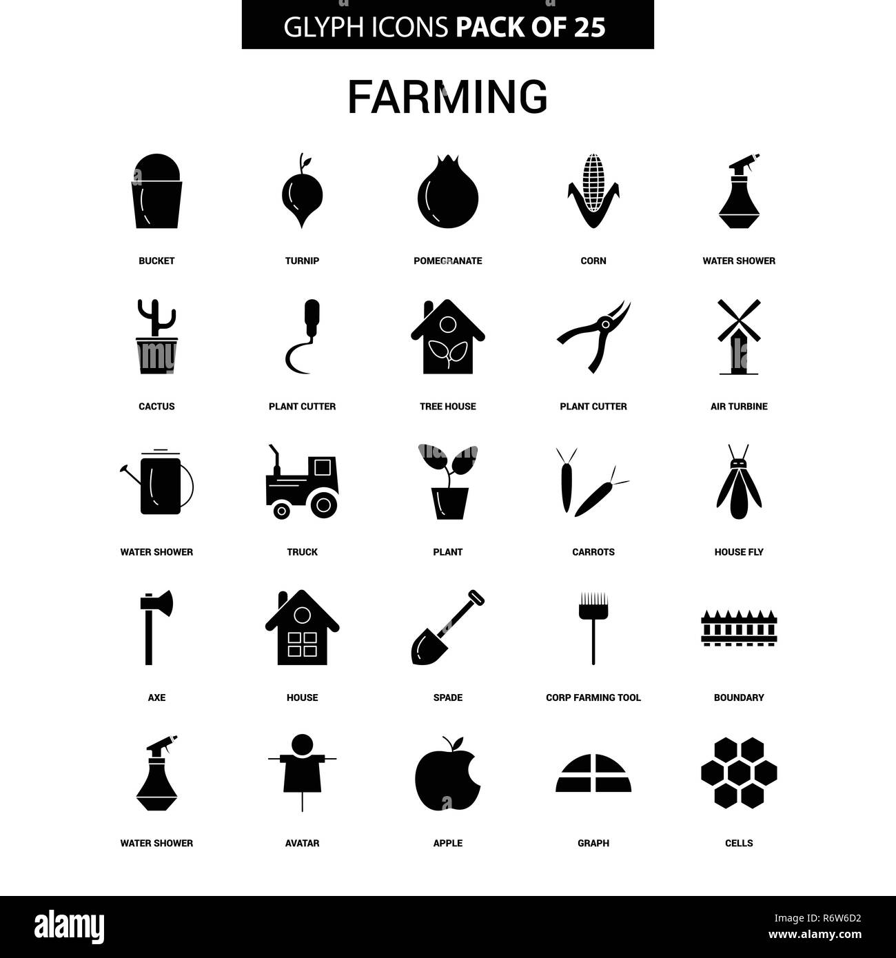 Farming Glyph Vector Icon set Stock Vector Image & Art - Alamy