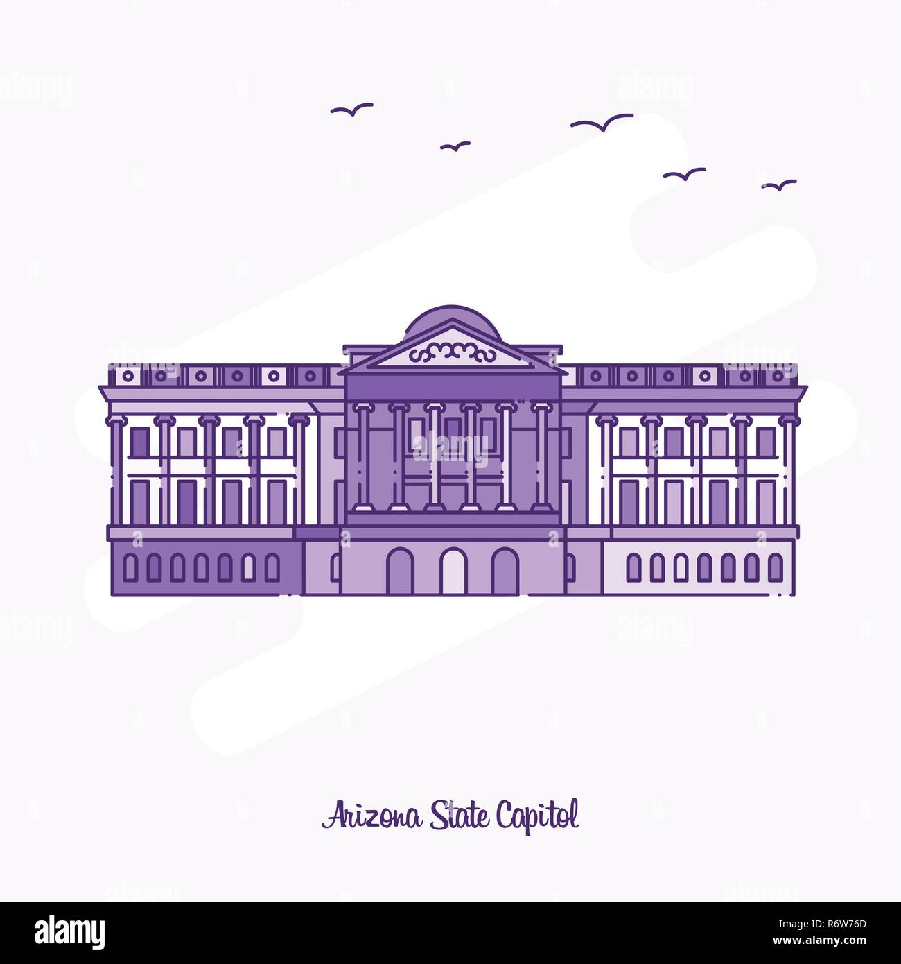 ARIZONA STATE CAPITOL Landmark Purple Dotted Line skyline vector ...