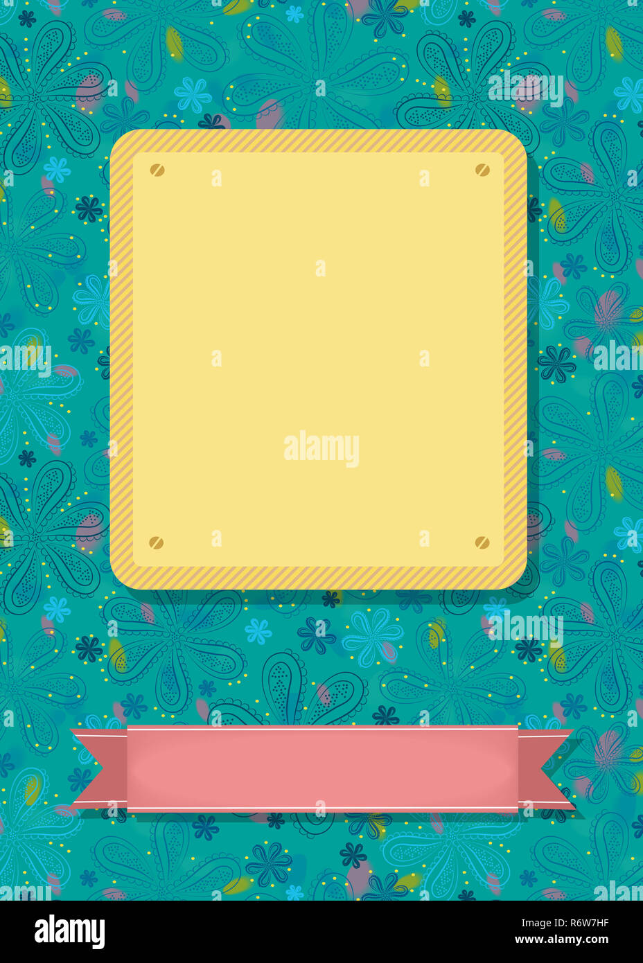 Floral greeting card with banners for custom text Stock Photo - Alamy