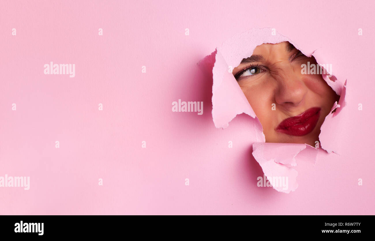 Portrait of displeased upset woman face. Discontent and unhappy girl ... Portrait of displeased upset woman face. Discontent and unhappy girl ...