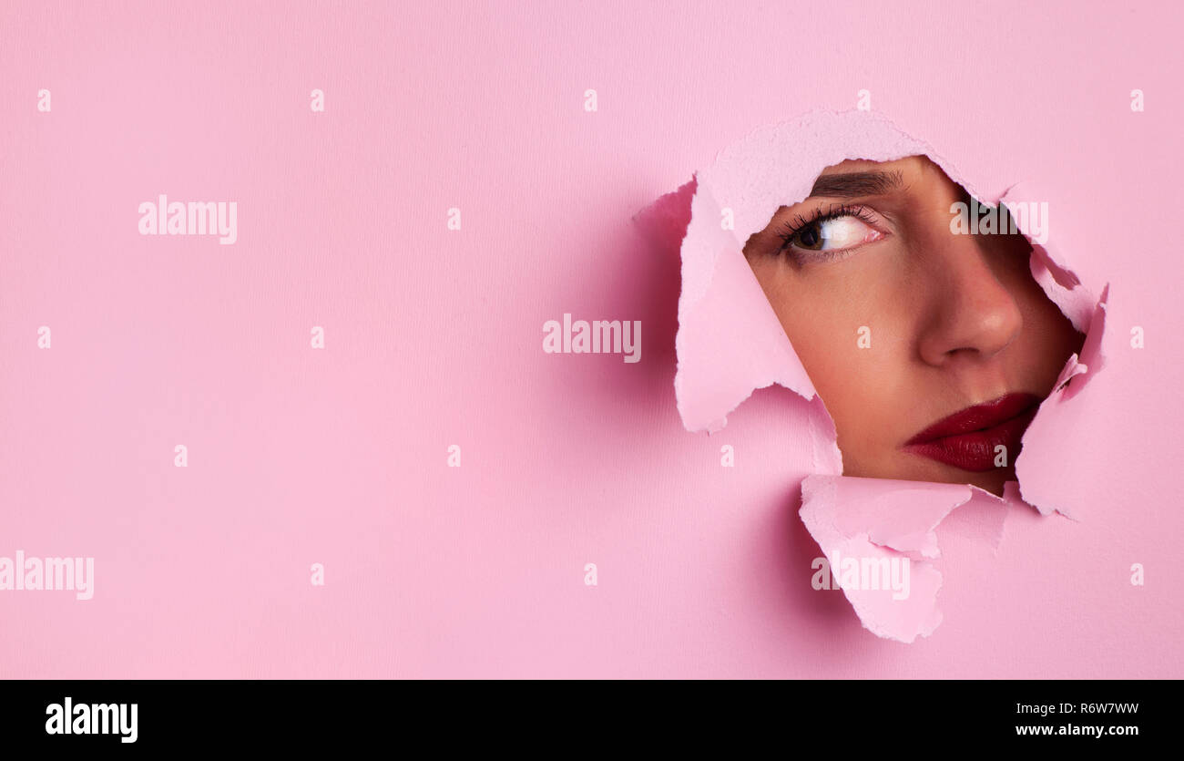 Angry grumpy young girl. Strong, strict and skeptical emotions ...