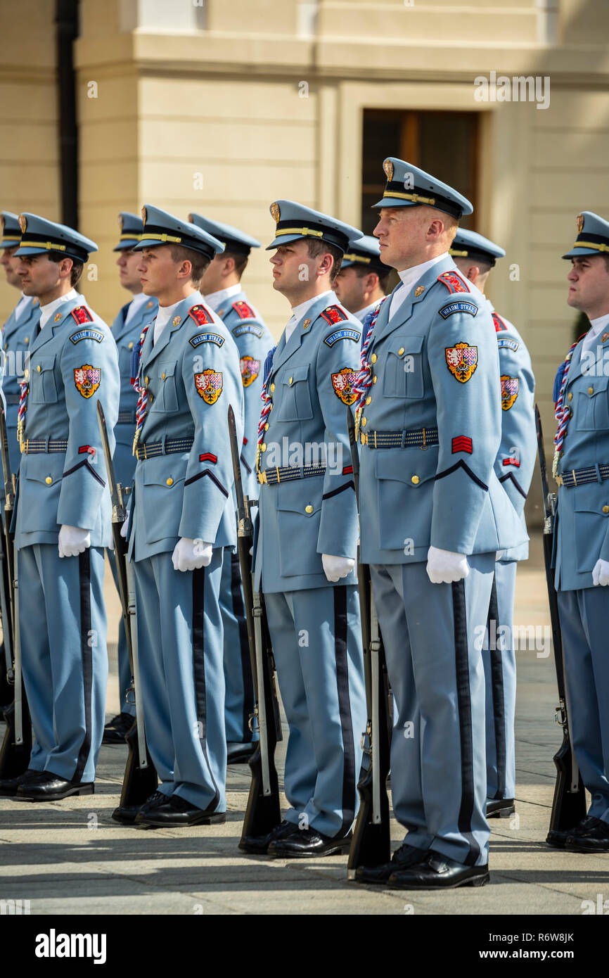 Castle guards during changing of the guard ceremony, Castle Square gate ...