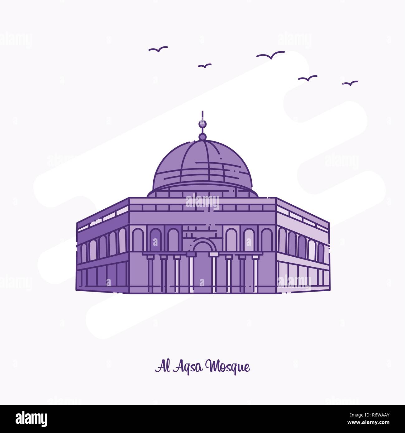 AL AQSA MOSQUE Landmark Purple Dotted Line skyline vector illustration ...