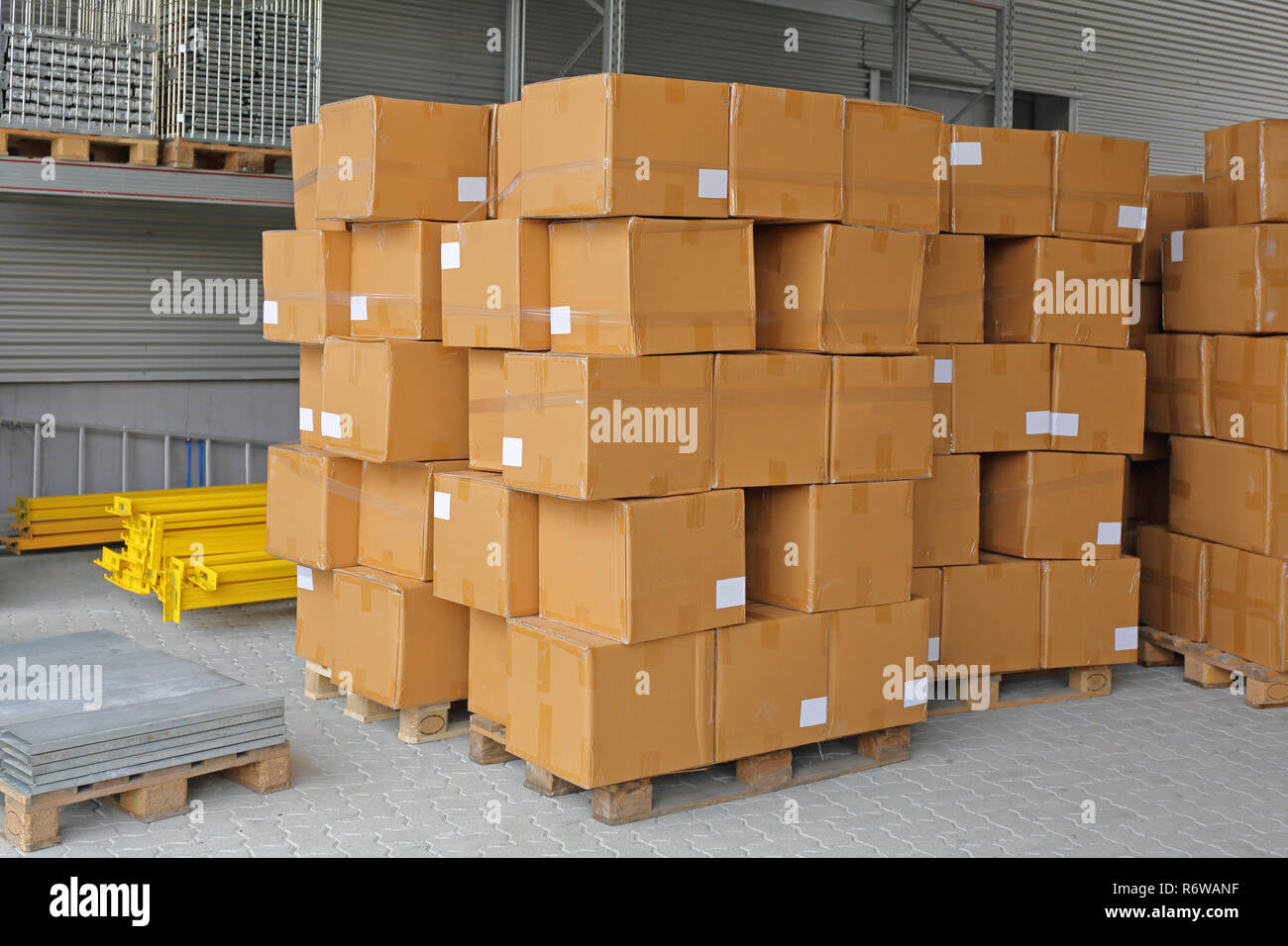 Boxes at Pallets Stock Photo - Alamy