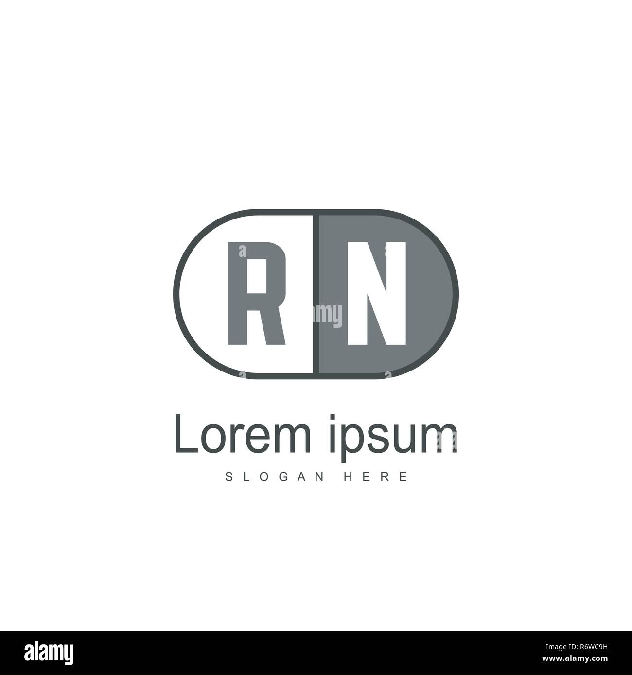 Initial RN Logo Template. Minimalist letter logo template design Stock ...