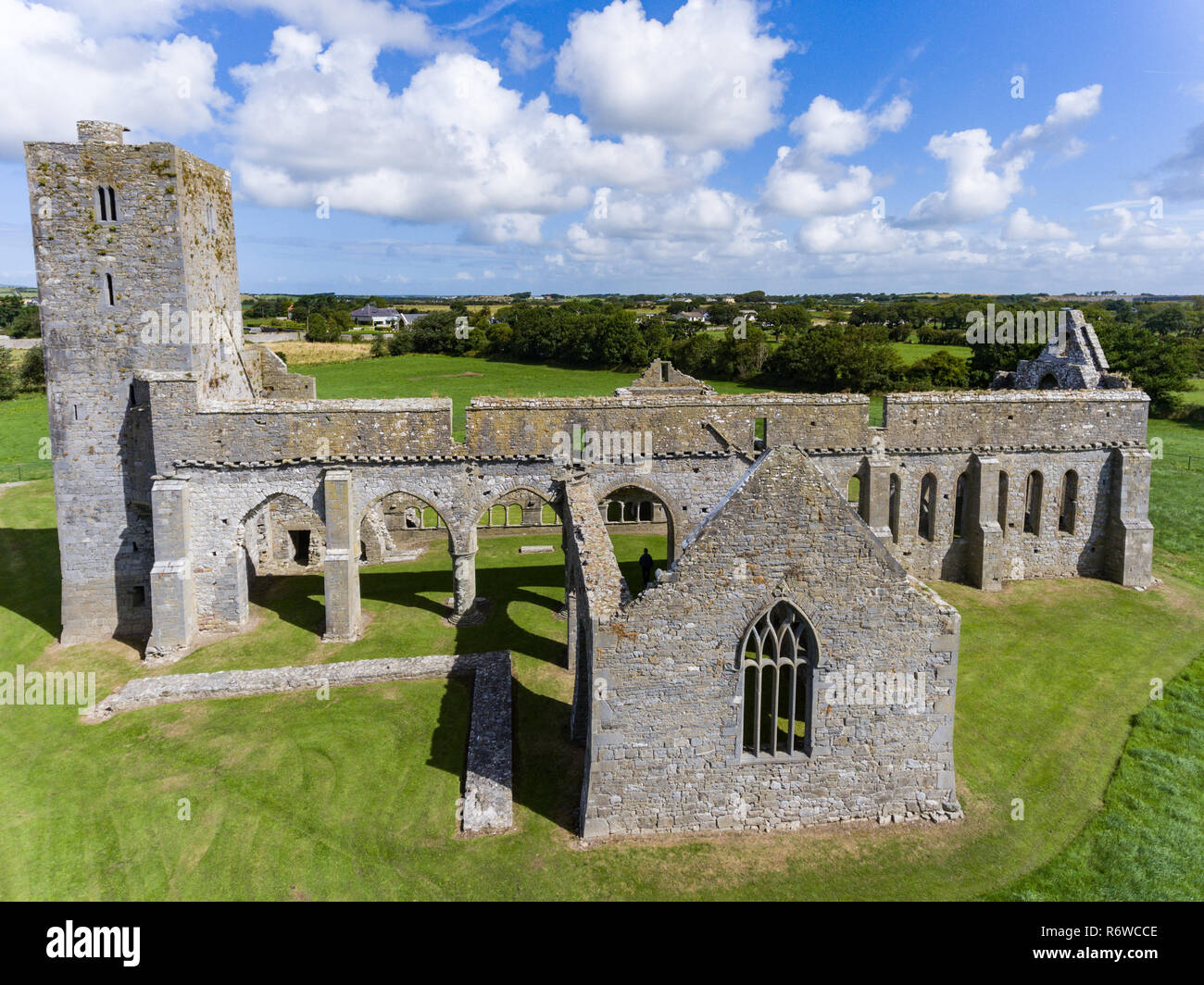 aerial view of Ardfert Abbey Friary ruins in County Kerry, Ireland ...