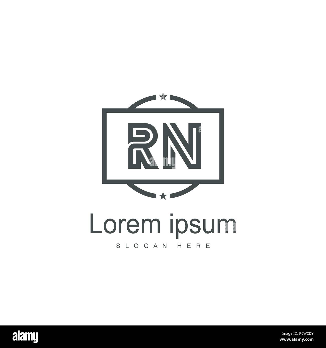 Initial RN Logo Template. Minimalist letter logo template design Stock ...