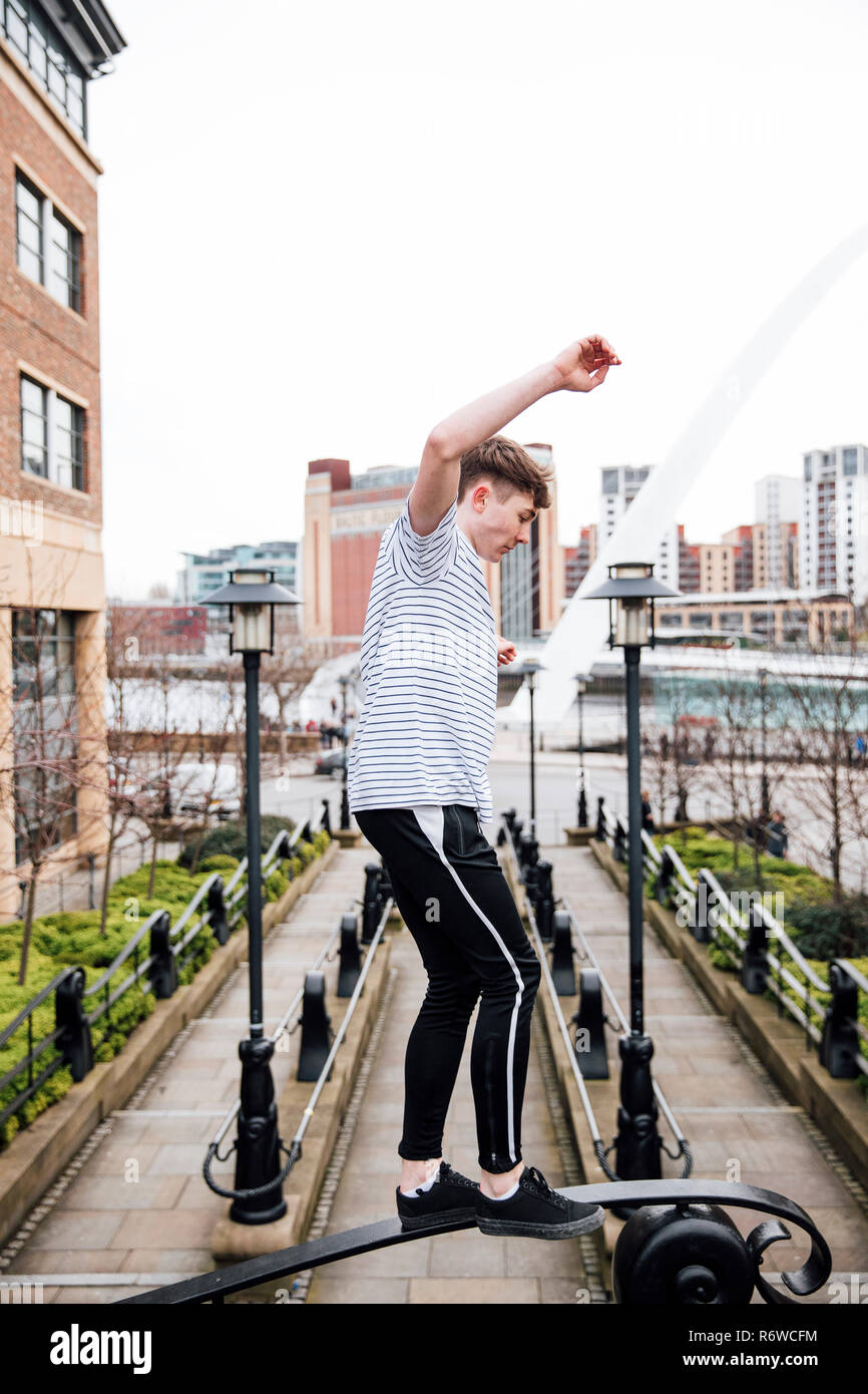 Freerunner Balancing on Railings Stock Photo - Alamy