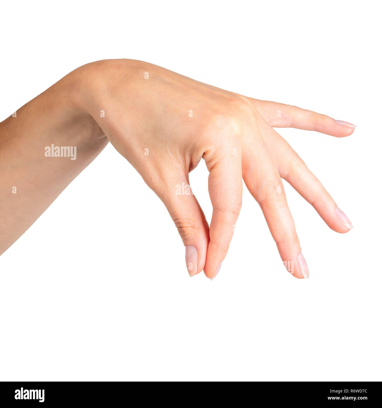 Woman hand holding something with two fingers Stock Photo - Alamy