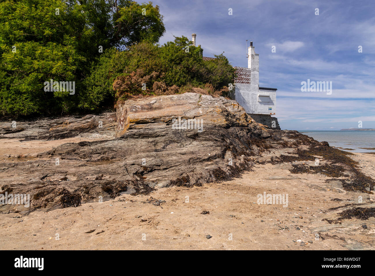 House by the sea at Penrhos Coastal Park, Anglesey, North Wales Stock ...