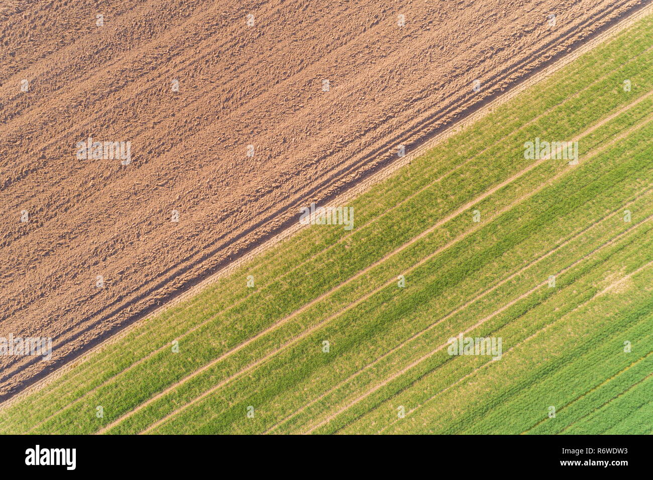 aerial view fields in spring Stock Photo - Alamy
