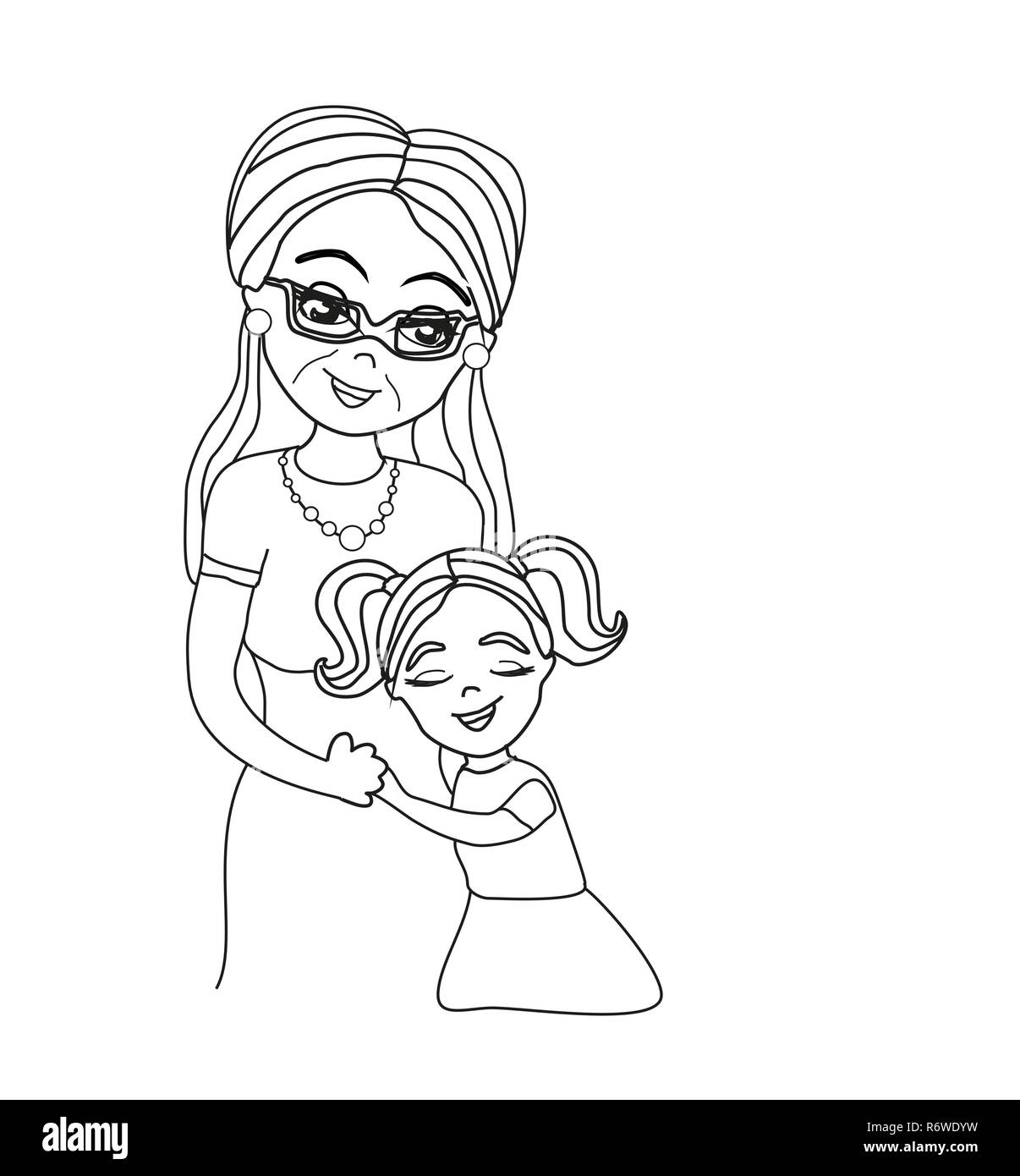 Hugging grandma, doodle illustration Stock Vector Image & Art - Alamy