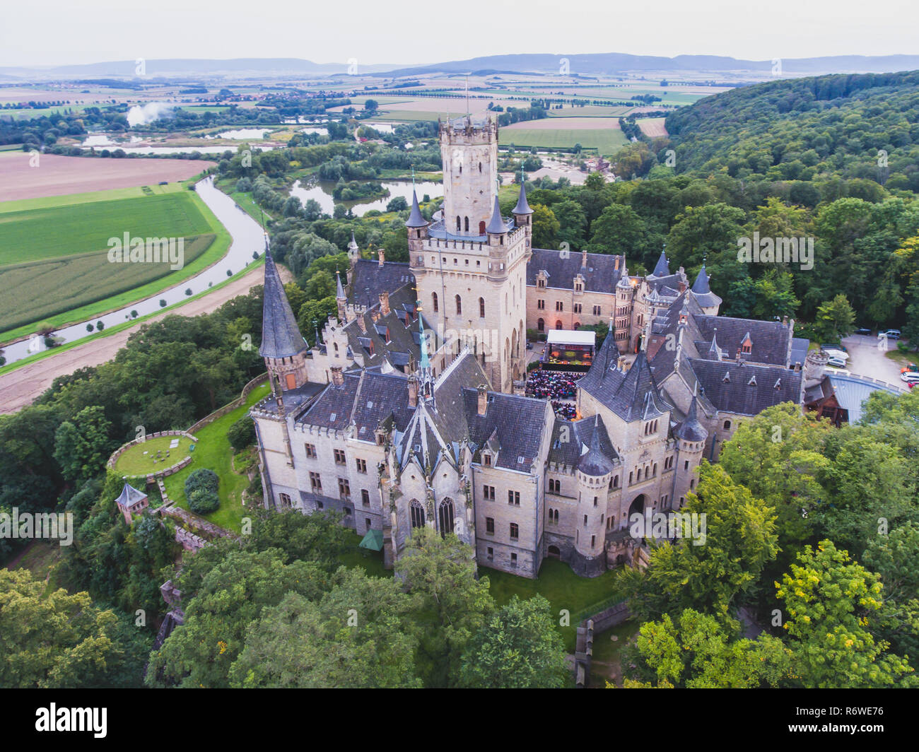 View of Marienburg Castle, a Gothic revival castle in Lower Saxony ...