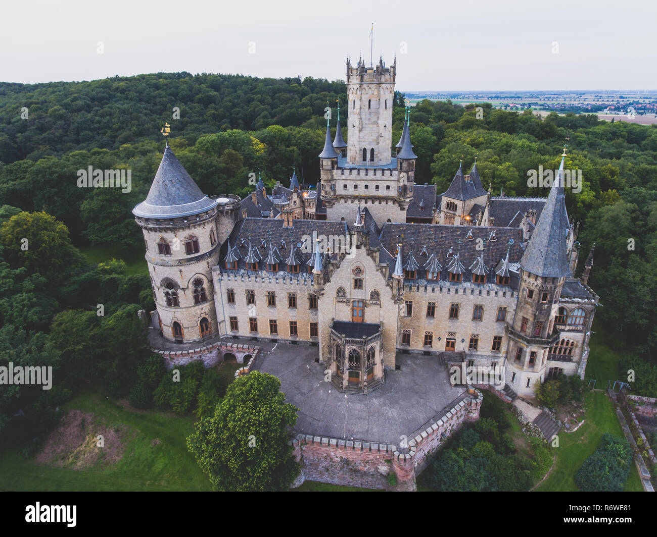 View of Marienburg Castle, a Gothic revival castle in Lower Saxony ...