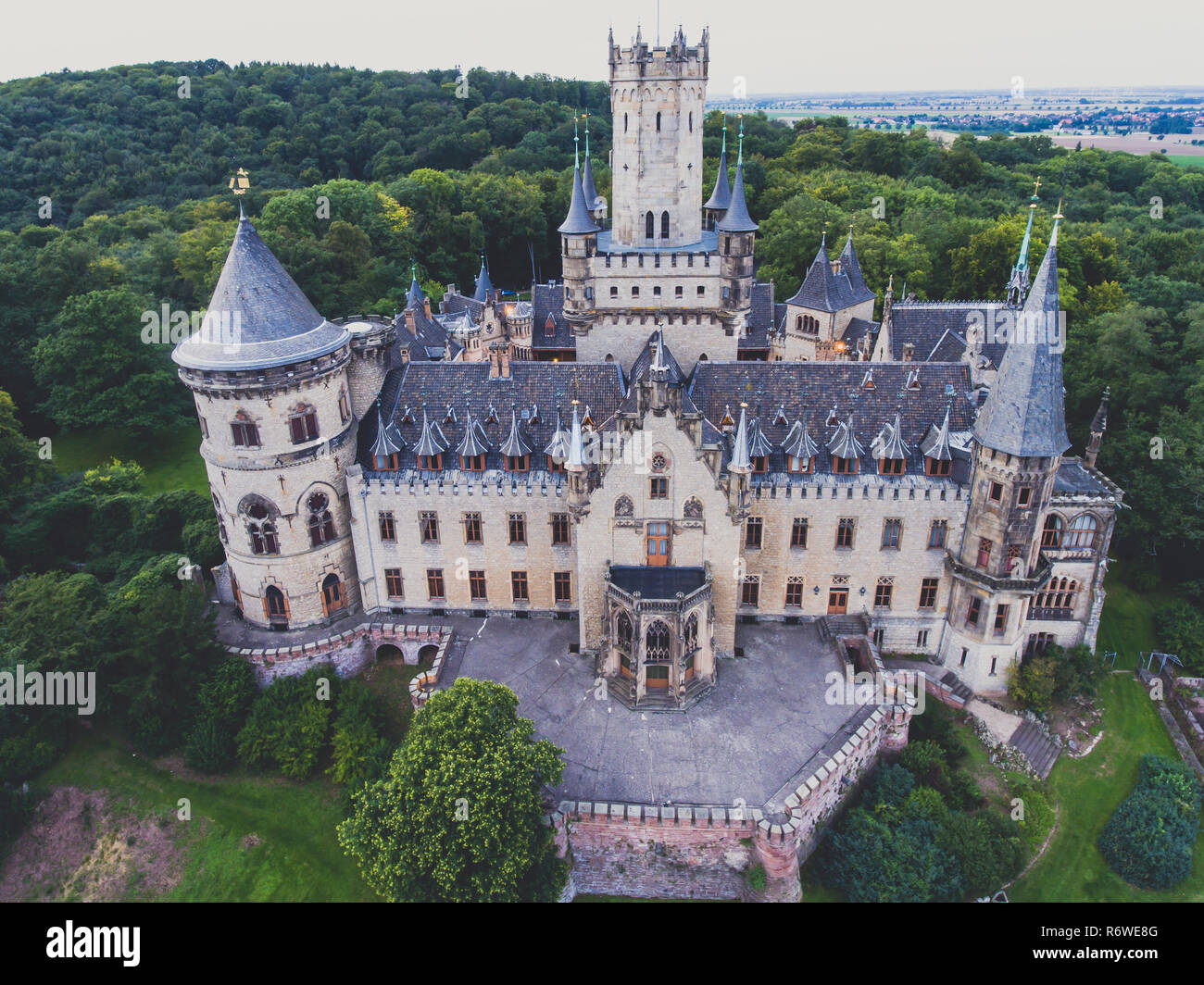 View of Marienburg Castle, a Gothic revival castle in Lower Saxony ...