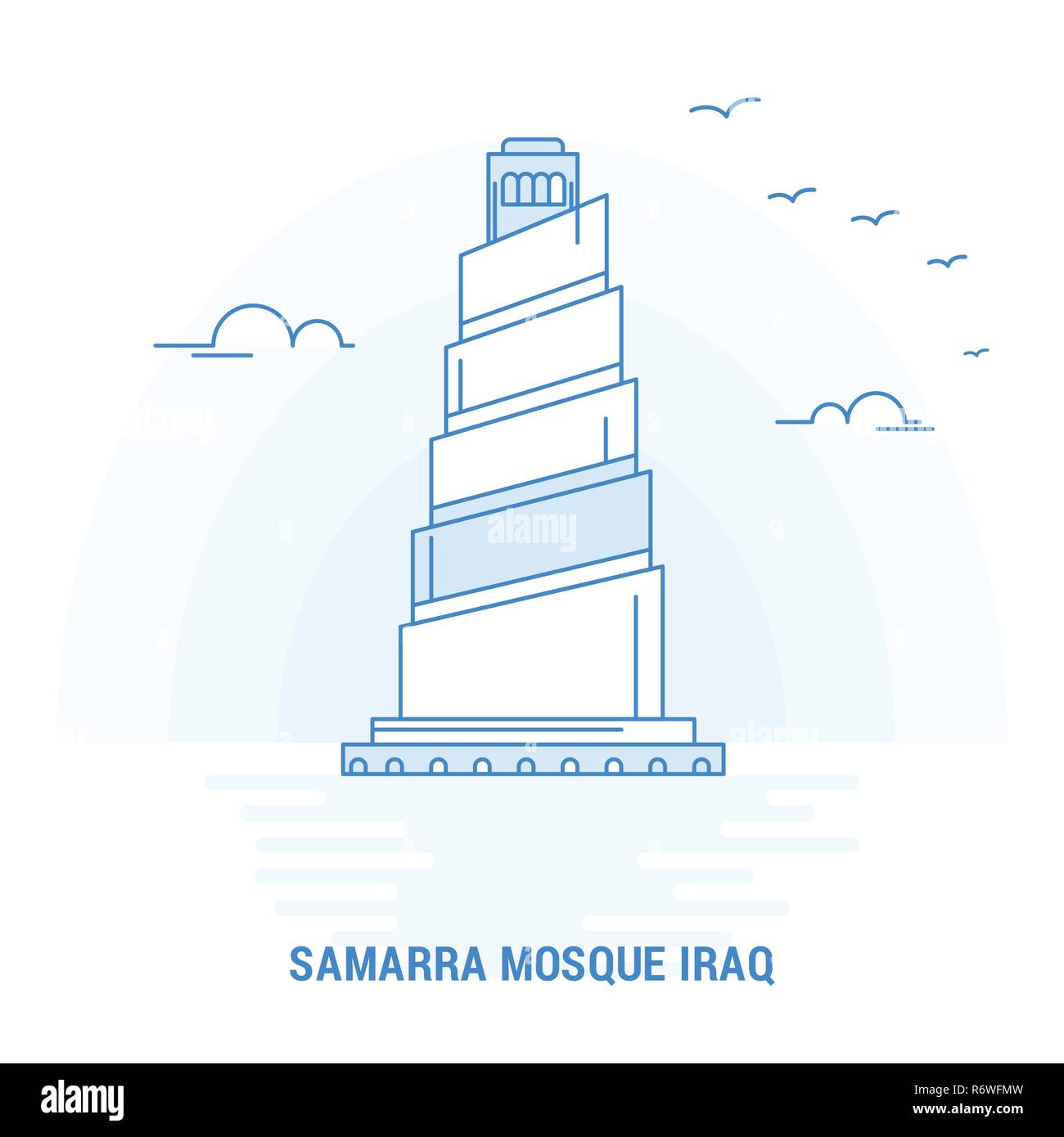 SAMARRA MOSQUE IRAQ Blue Landmark. Creative background and Poster ...