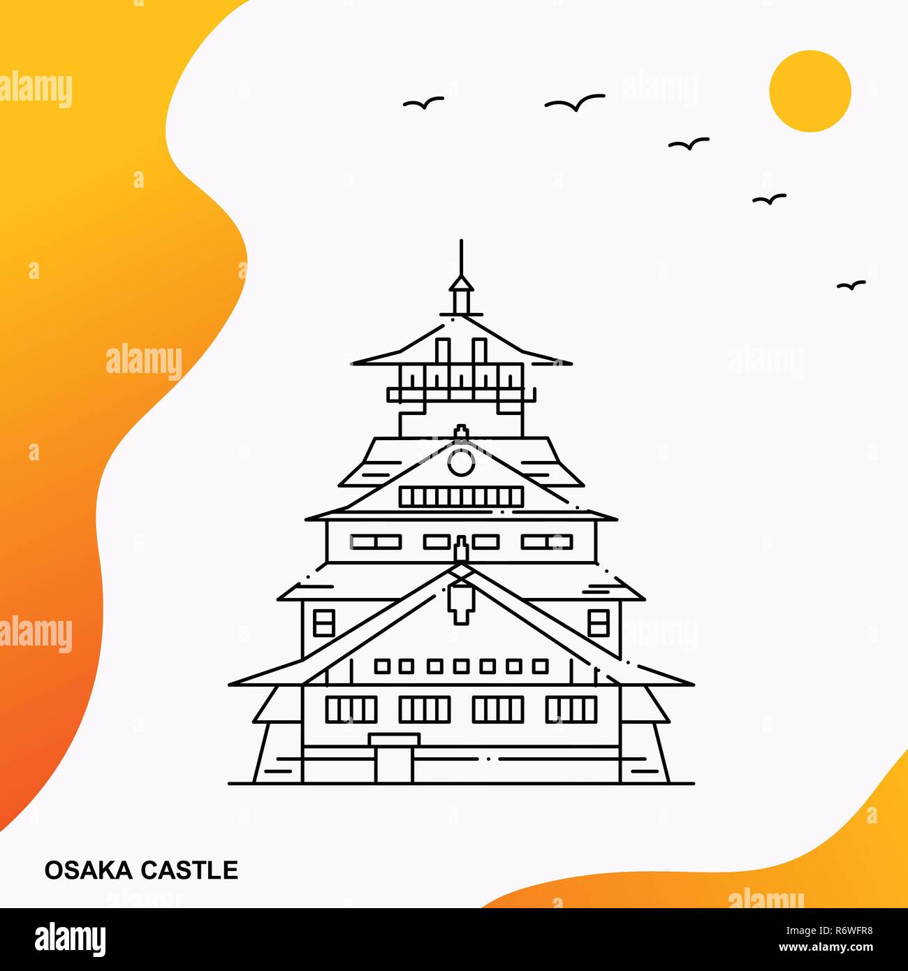 Travel OSAKA CASTLE Poster Template Stock Vector Image & Art - Alamy
