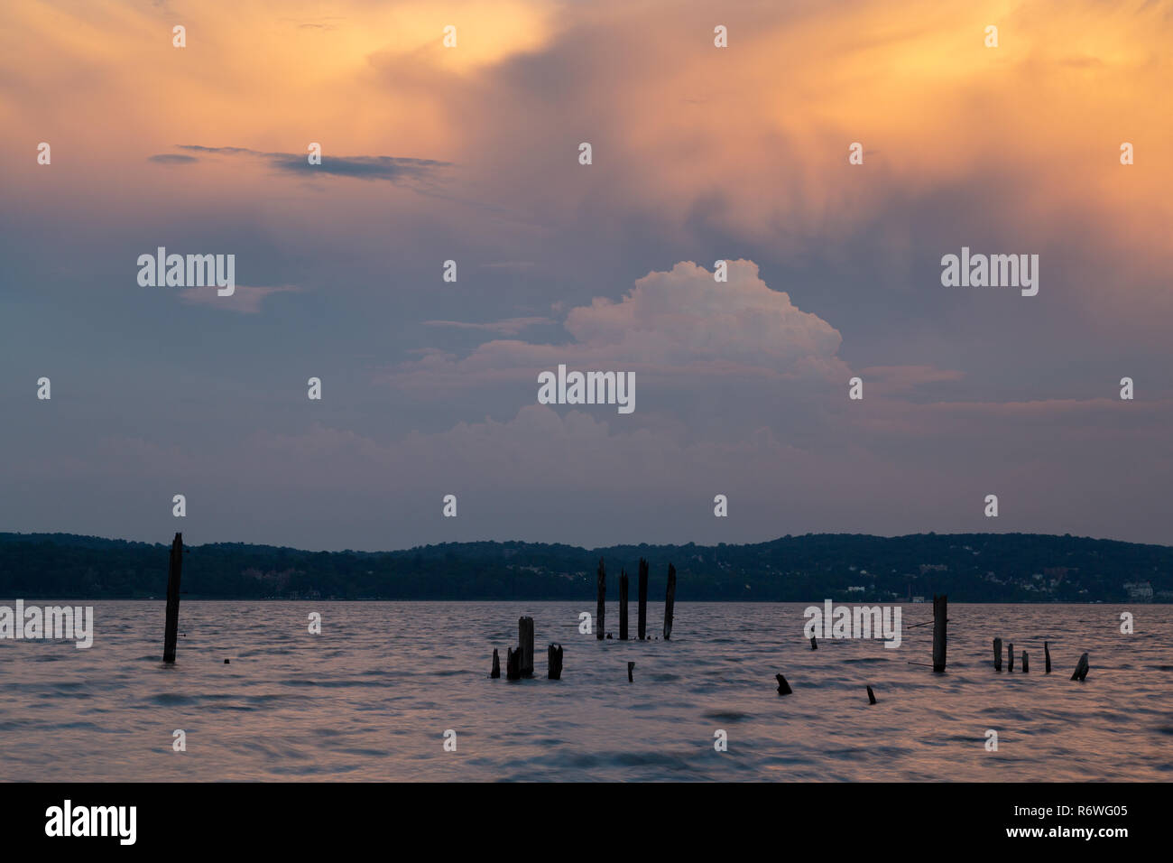Old leftovers from another section of the Piermont Pier rising out of ...