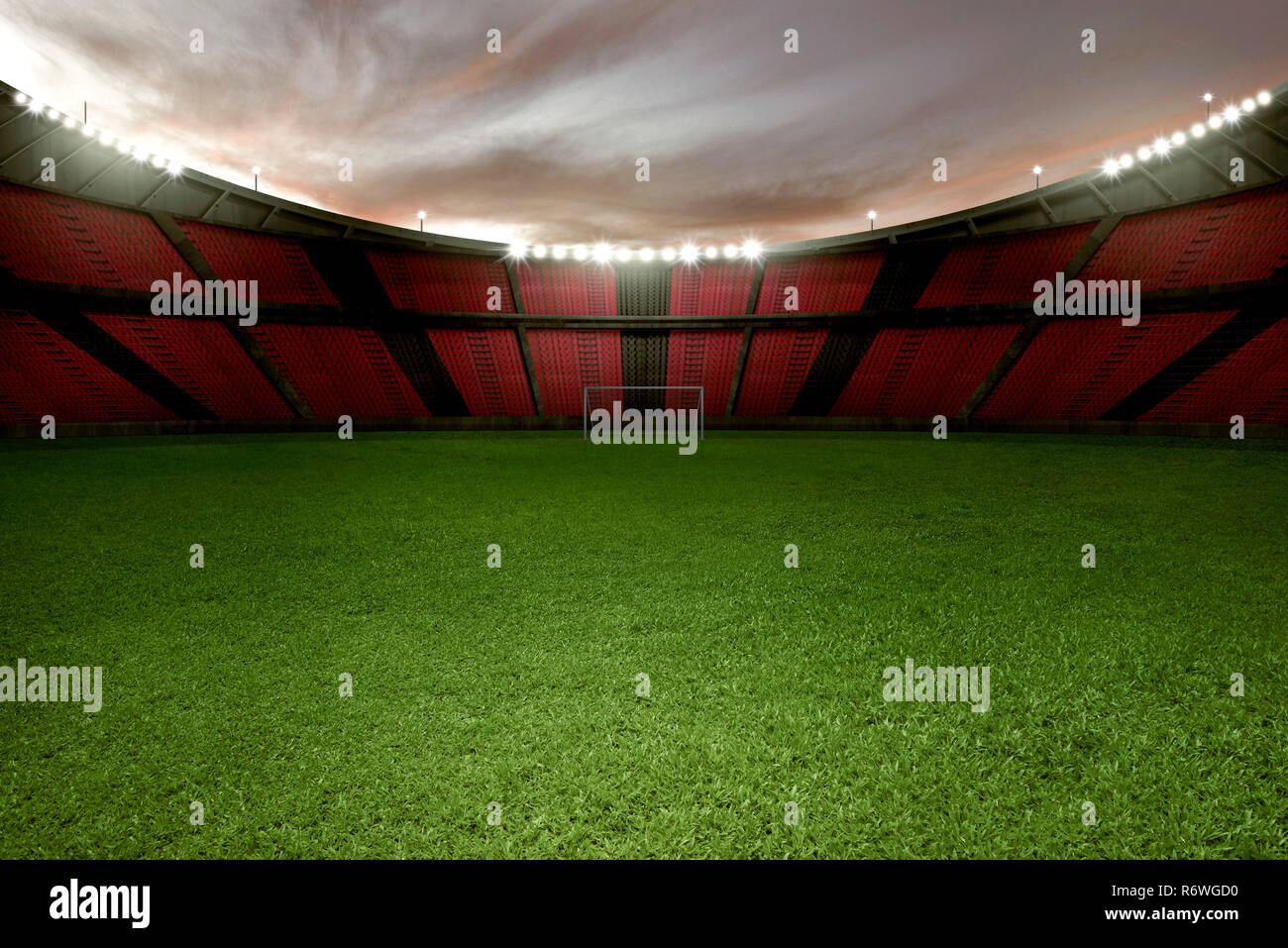 Stadium football with green grass and empty tribune Stock Photo - Alamy