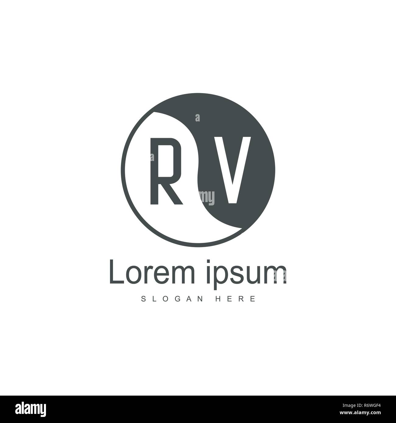 Initial RV Logo Template. Minimalist letter logo template design Stock ...