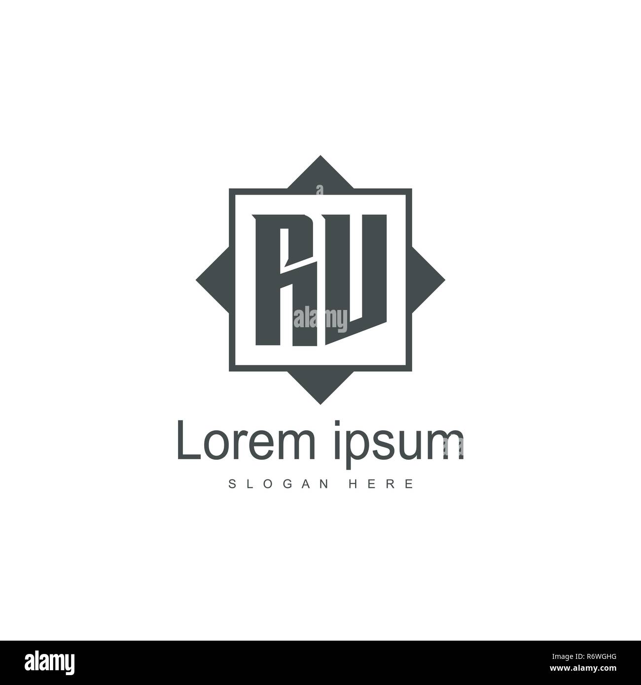 Initial RV Logo Template. Minimalist letter logo template design Stock ...
