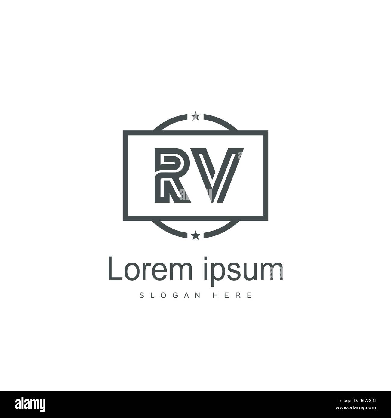 Initial RV Logo Template. Minimalist letter logo template design Stock ...