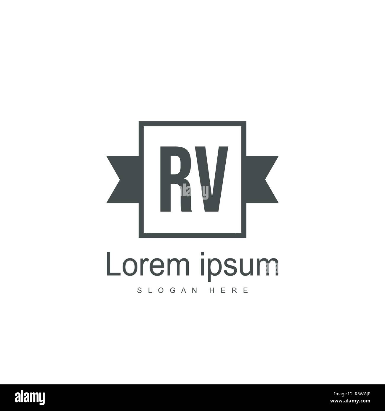 Initial RV Logo Template. Minimalist letter logo template design Stock ...