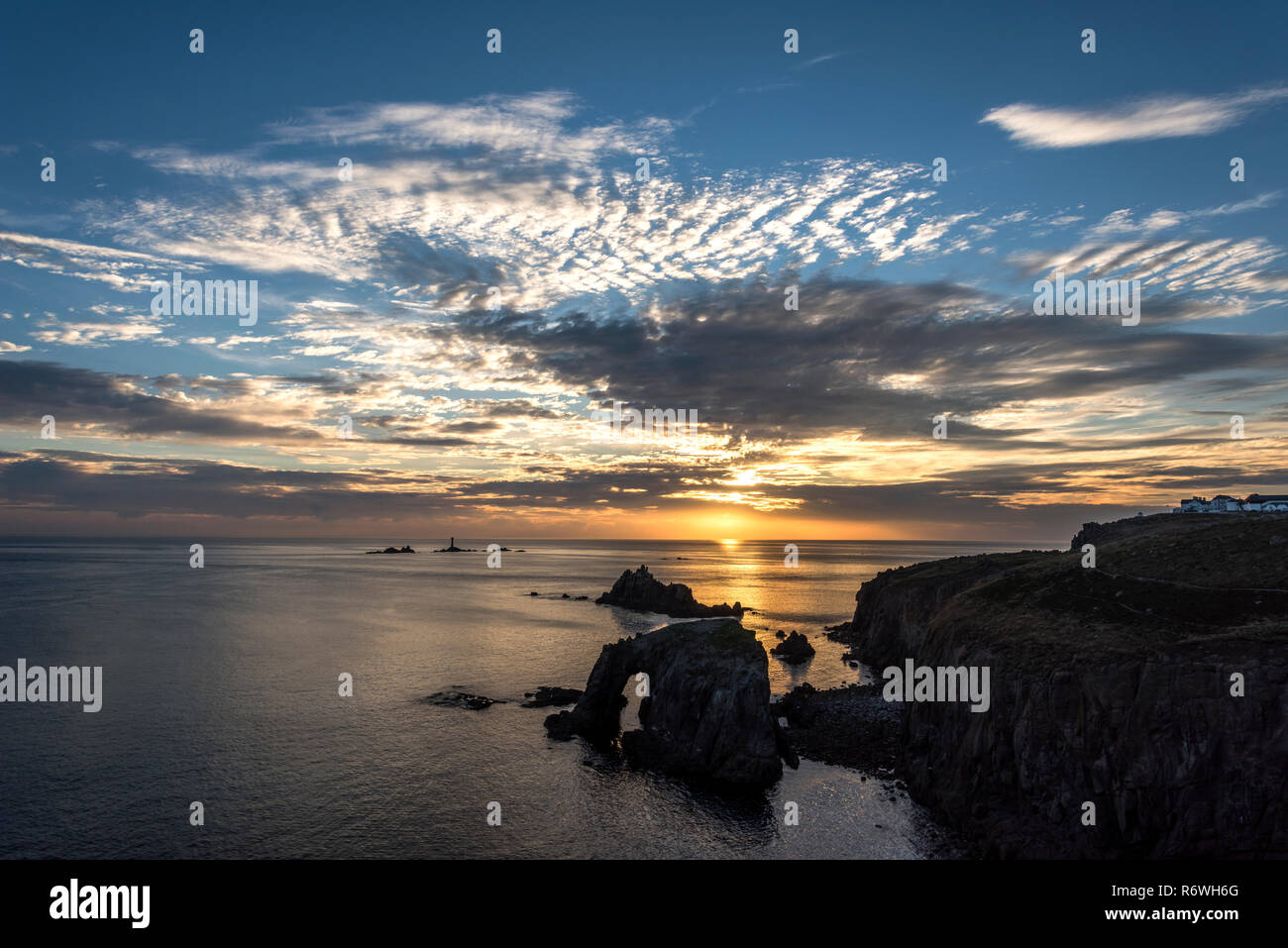 Sunset Lands end Cornwall UK Stock Photo - Alamy