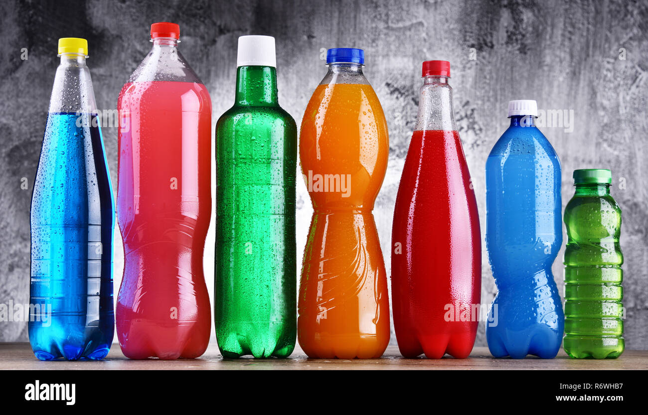Plastic bottles of assorted carbonated soft drinks Stock Photo - Alamy