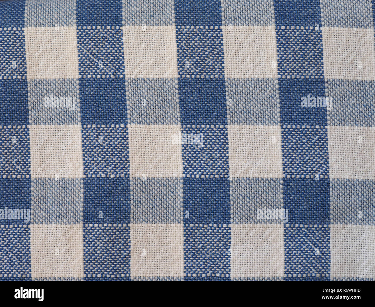 blue and white checkered fabric background Stock Photo - Alamy