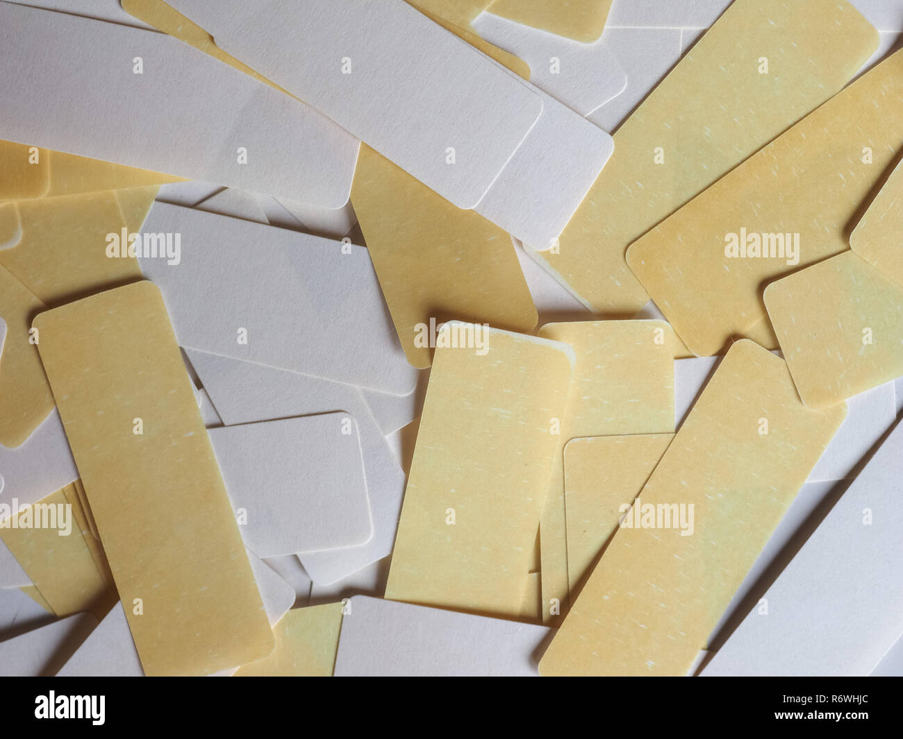 white and yellow labels Stock Photo - Alamy