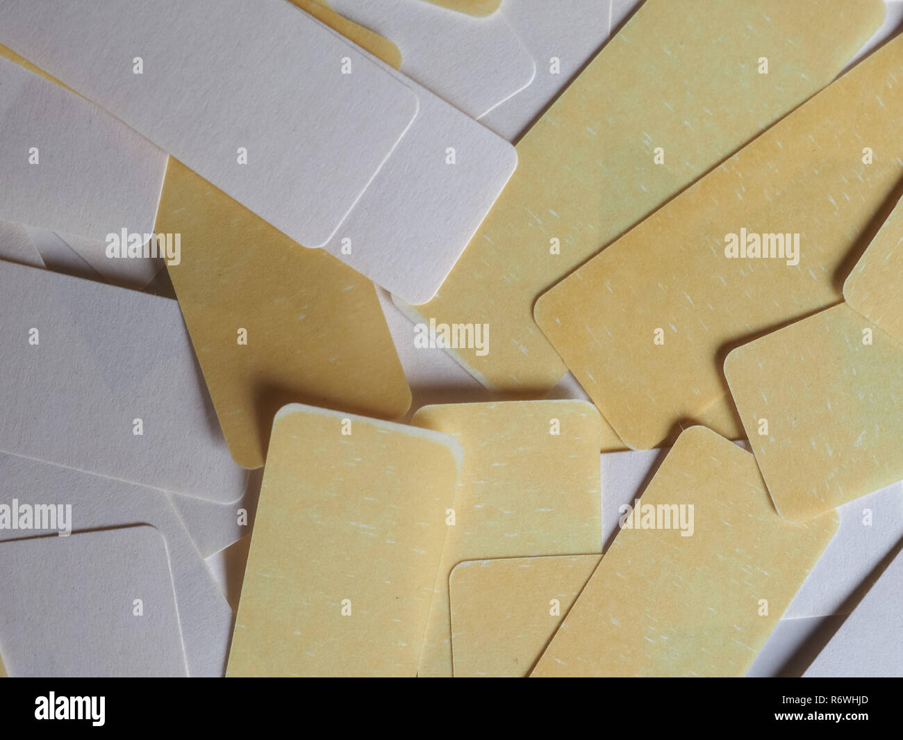 white and yellow labels Stock Photo - Alamy