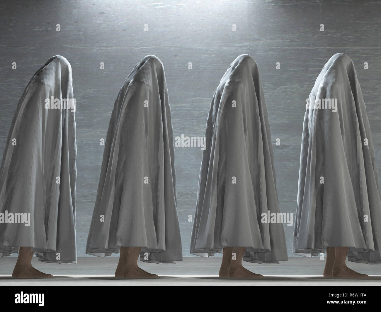 Men covered by cloth Stock Photo - Alamy