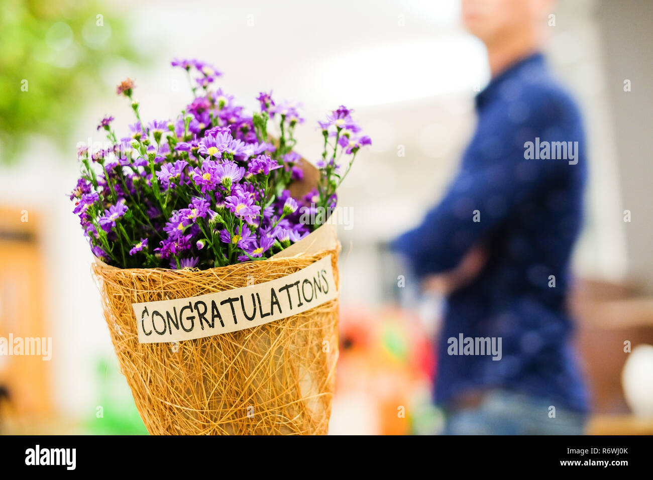 Beautiful violet or purple Gypsophila flower in brown grid paper ...