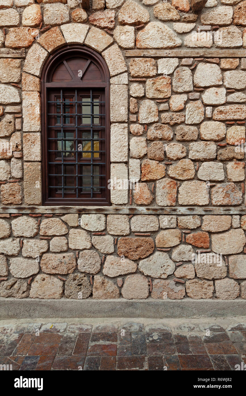 Window on old stone wall Stock Photo - Alamy