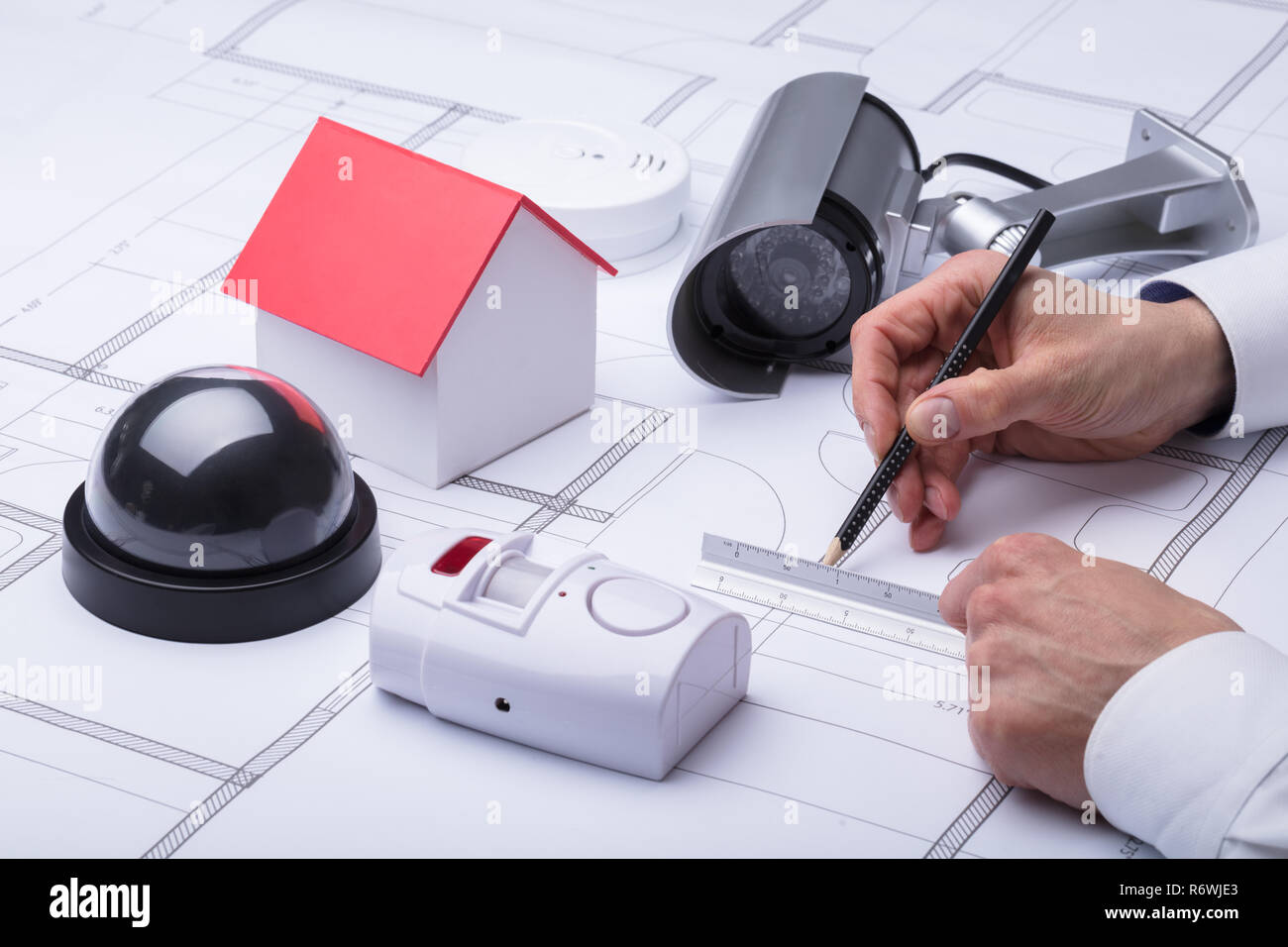 Close-up Of An Architect's Hand Drawing Blueprint Stock Photo - Alamy