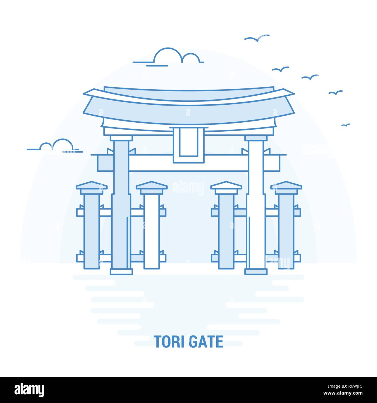 TORI GATE Blue Landmark. Creative background and Poster Template Stock ...