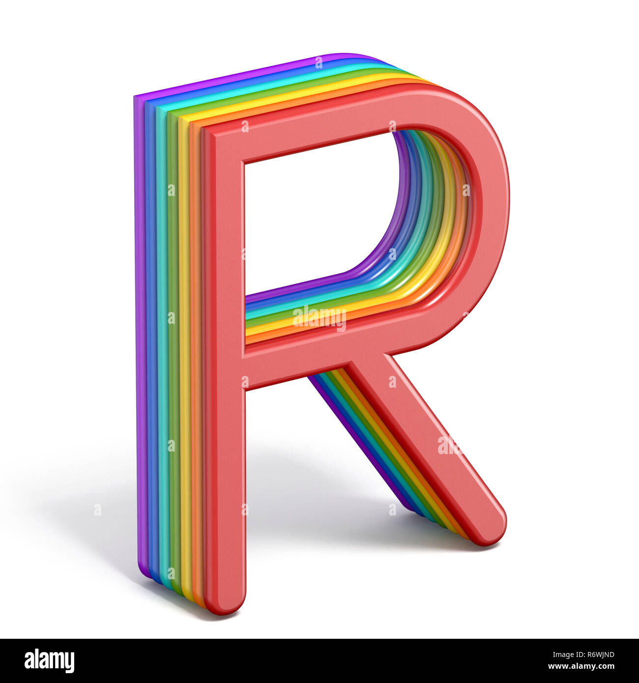 Rainbow font letter R 3D Stock Photo - Alamy