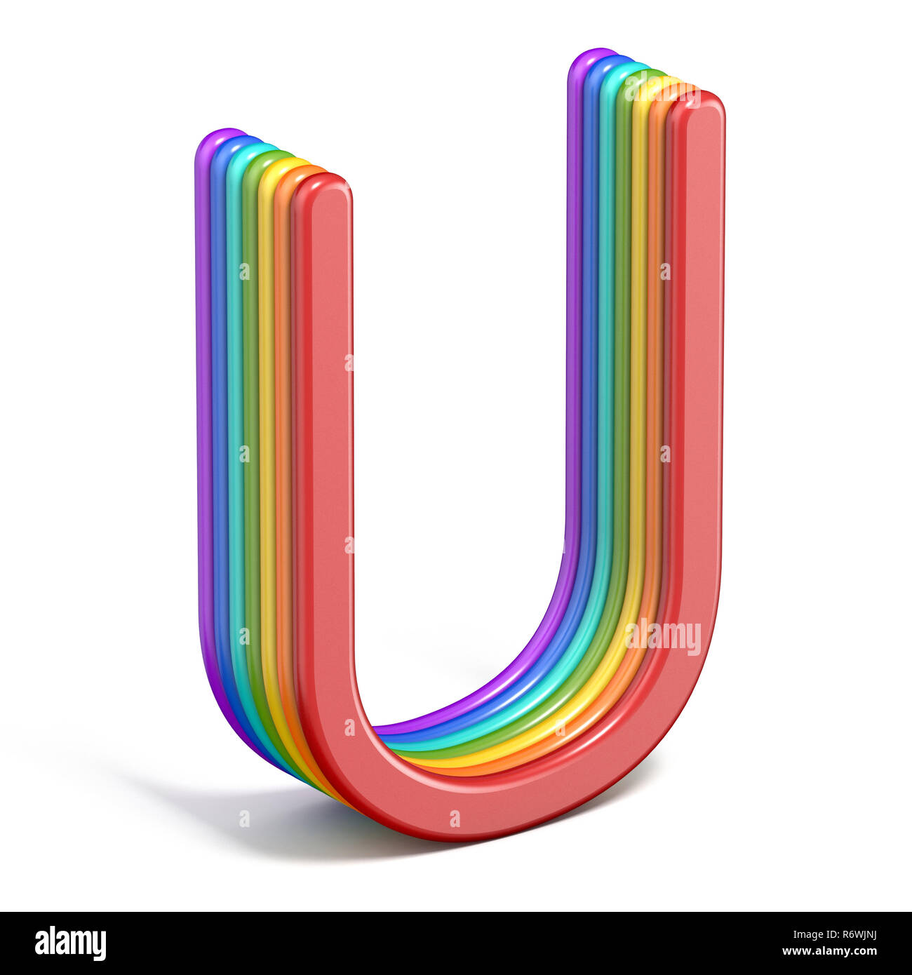 Rainbow font letter U 3D Stock Photo - Alamy