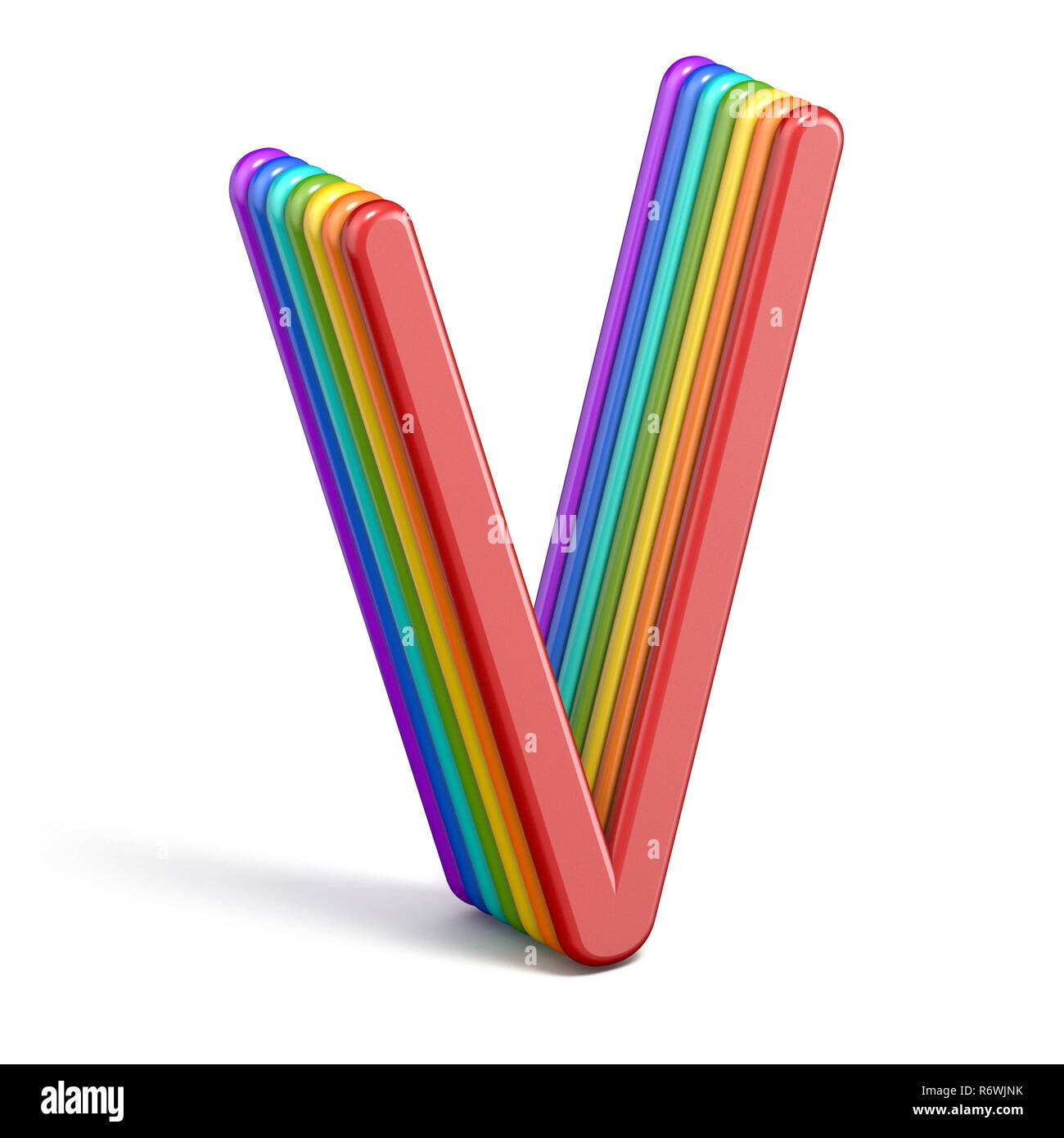Rainbow font letter V 3D Stock Photo - Alamy