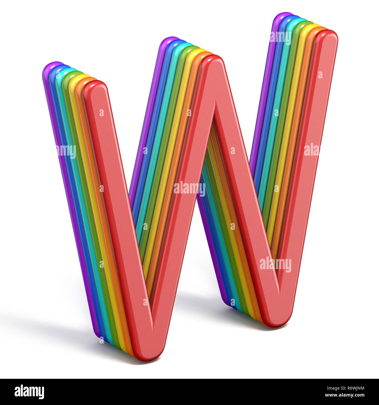 Rainbow font letter W 3D Stock Photo - Alamy