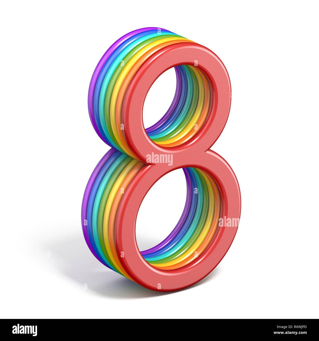Rainbow font number 8 EIGHT 3D Stock Photo - Alamy