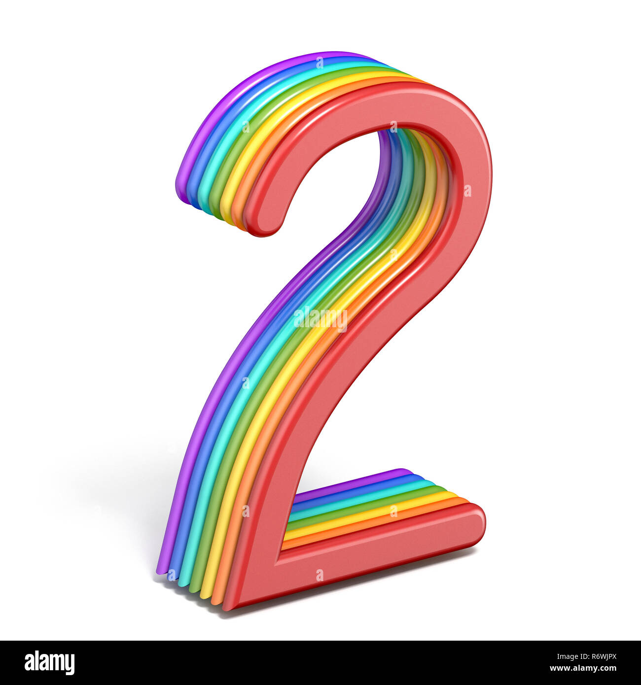 Rainbow font number 2 TWO 3D Stock Photo - Alamy
