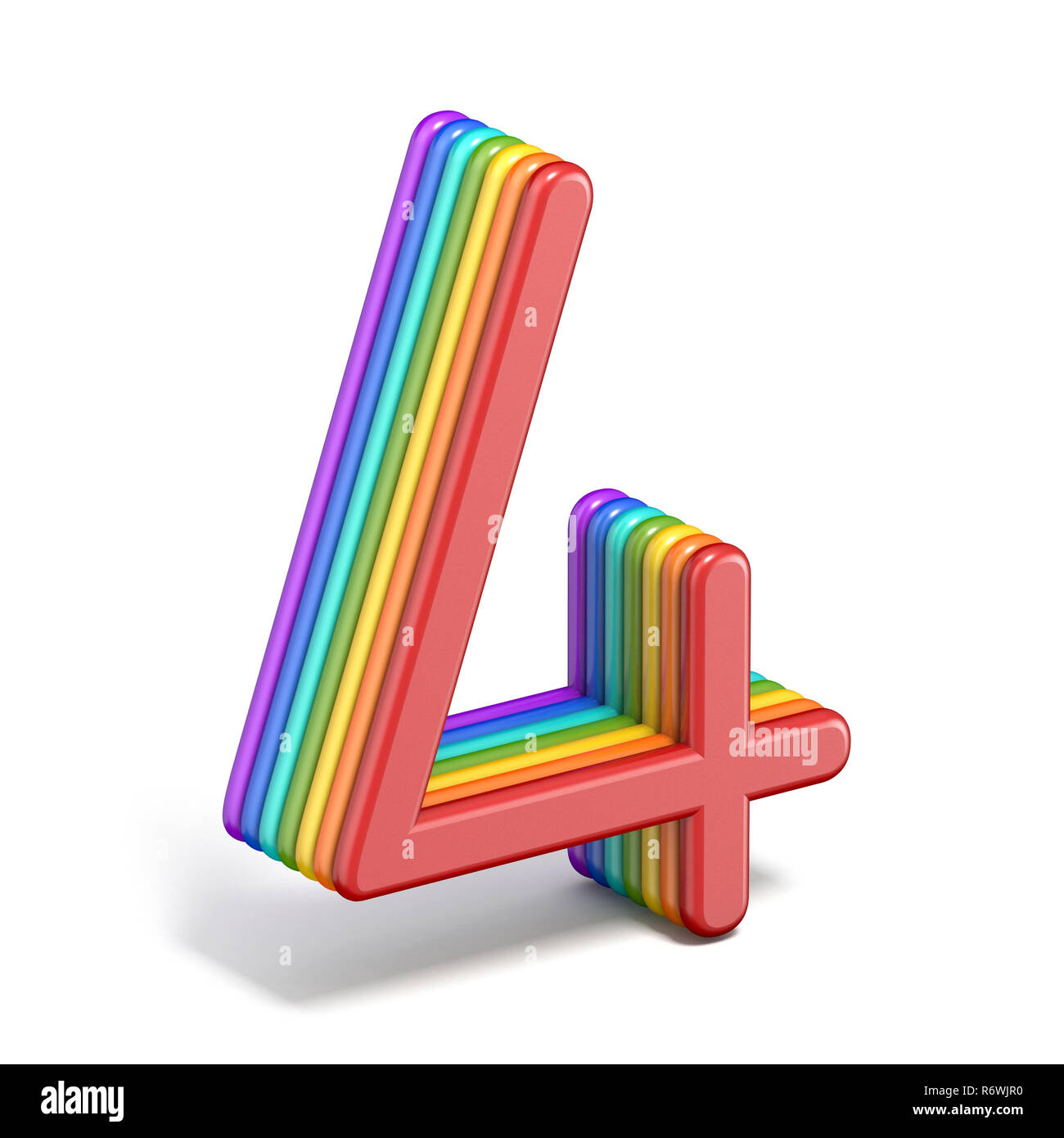Rainbow font number 4 FOUR 3D Stock Photo - Alamy