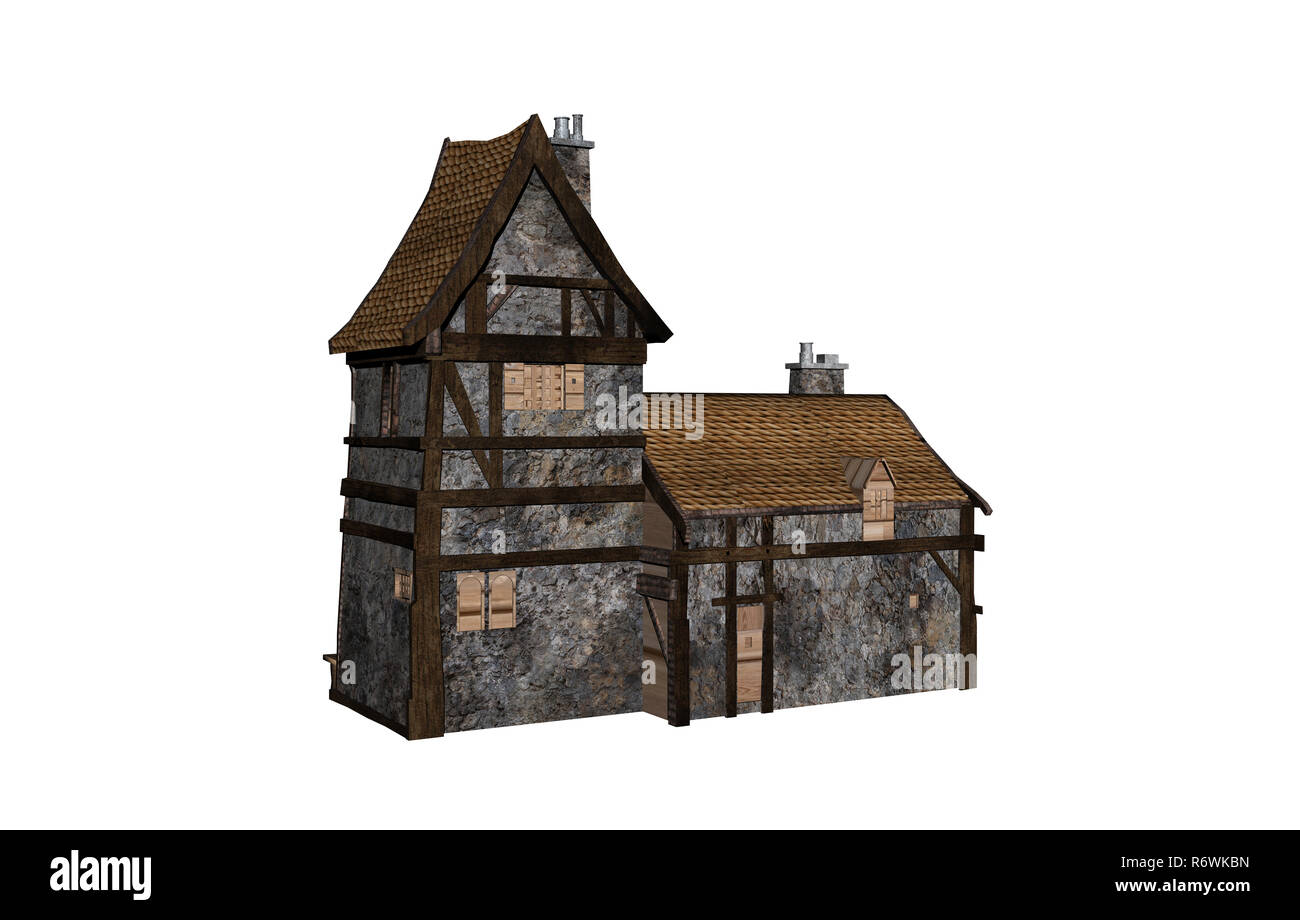 old farmhouse as half-timbered Stock Photo - Alamy
