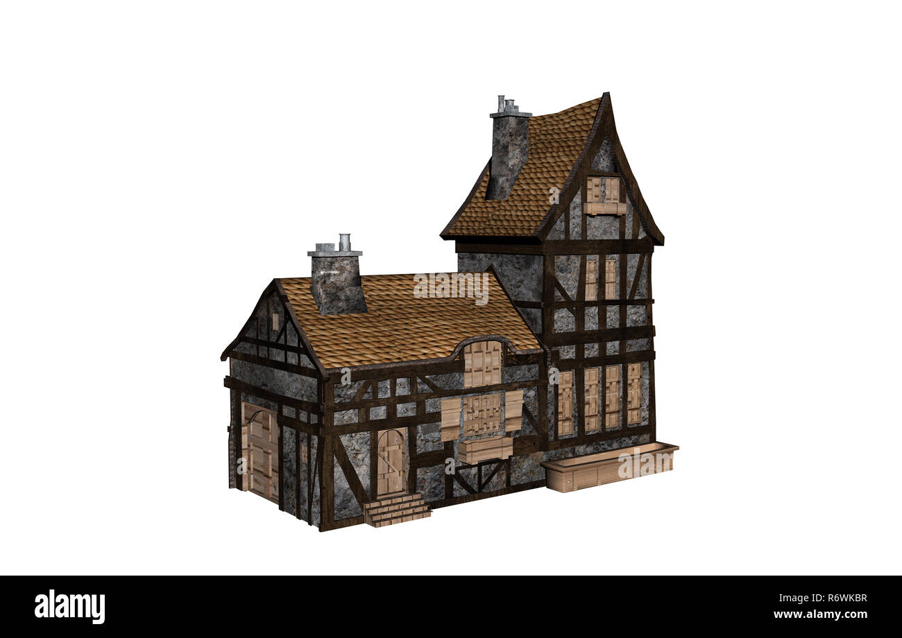 old farmhouse as half-timbered Stock Photo - Alamy