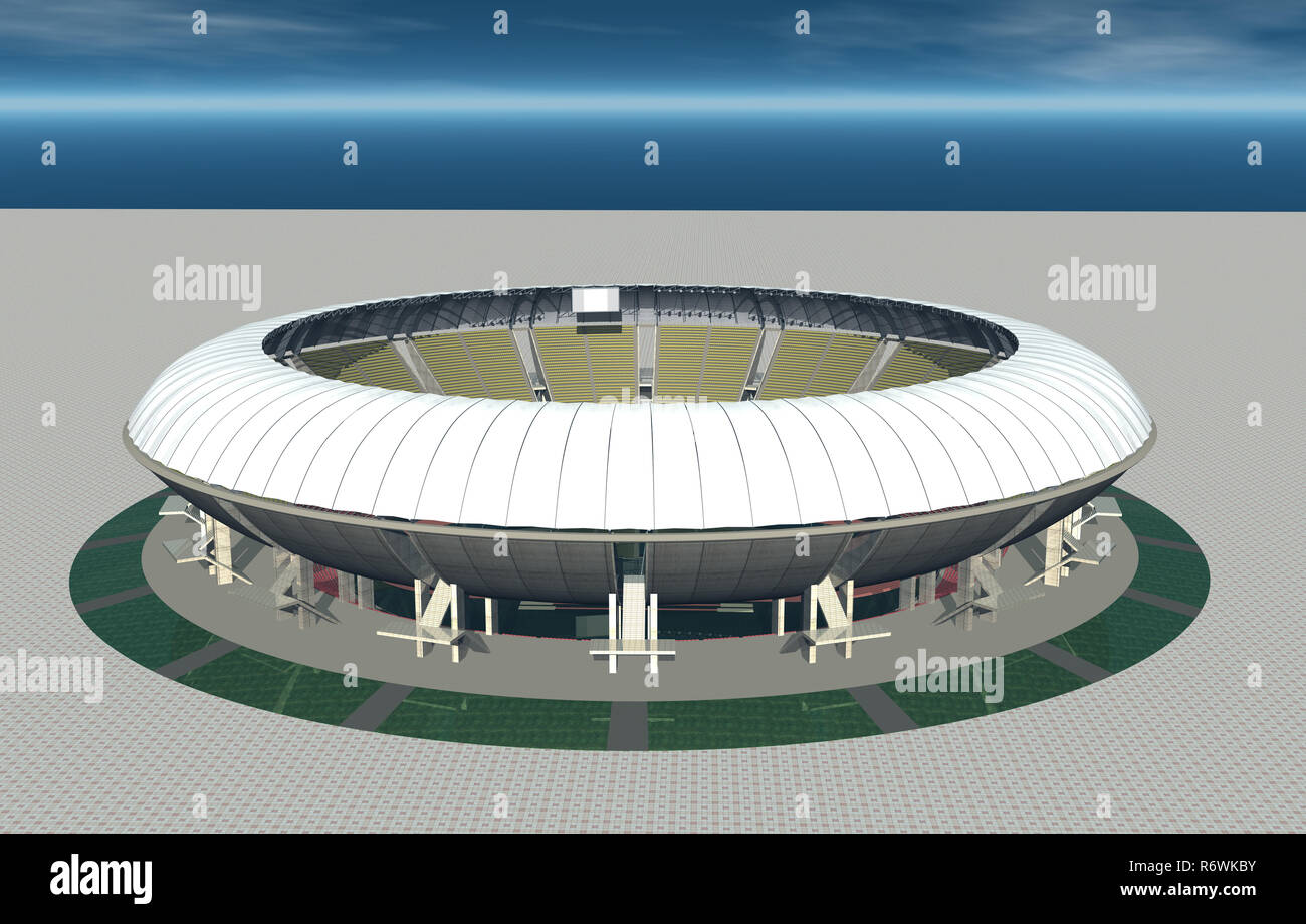 football stadium with opened roof Stock Photo - Alamy
