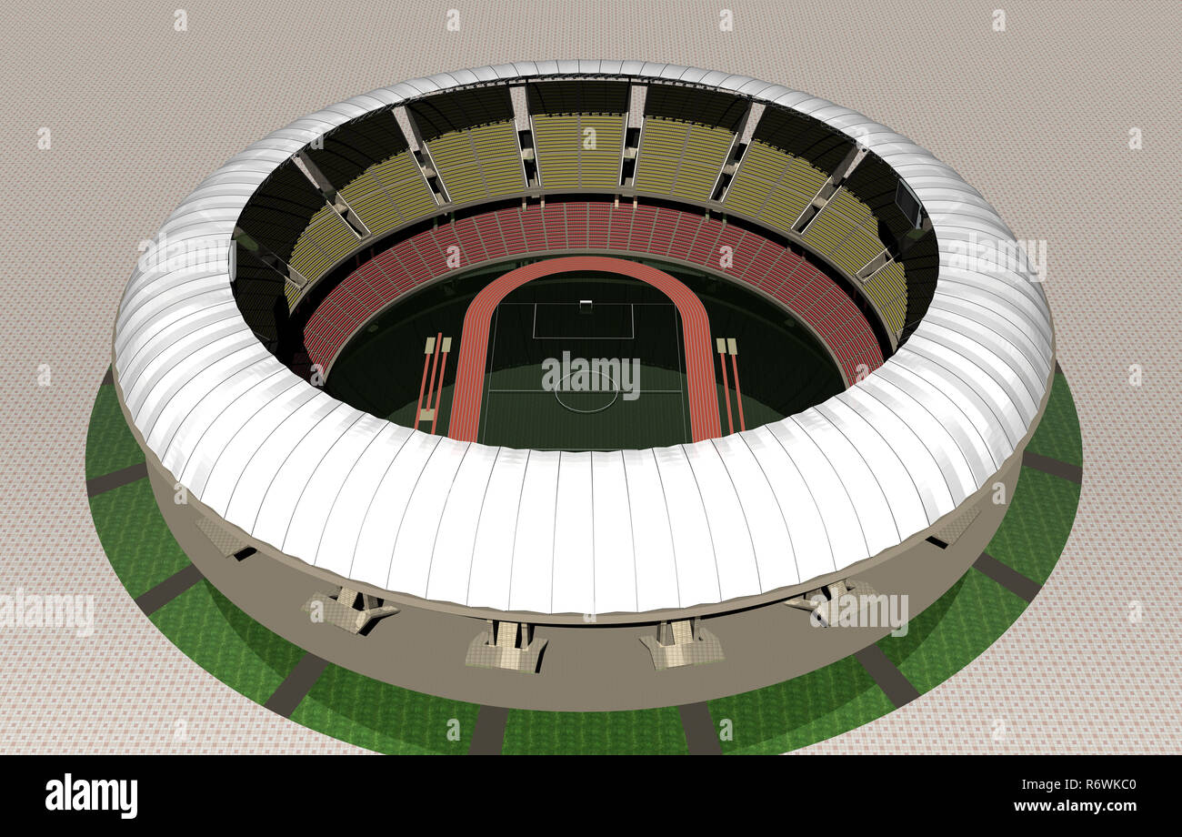 football stadium with opened roof Stock Photo - Alamy